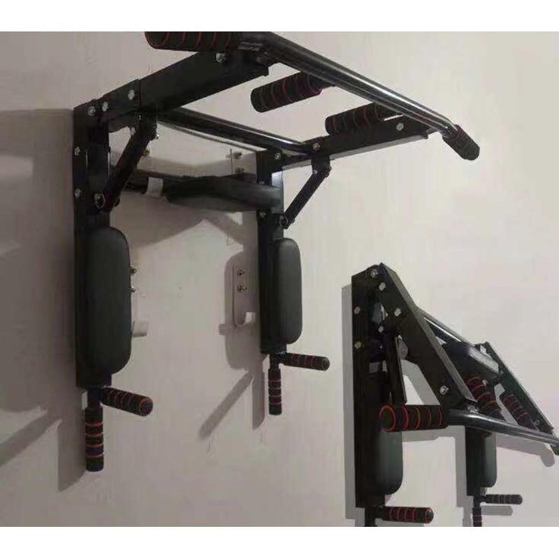 Heavy Duty Pull Up Bar Dip Bar Foldable Multifunctions Wall Mounted ...