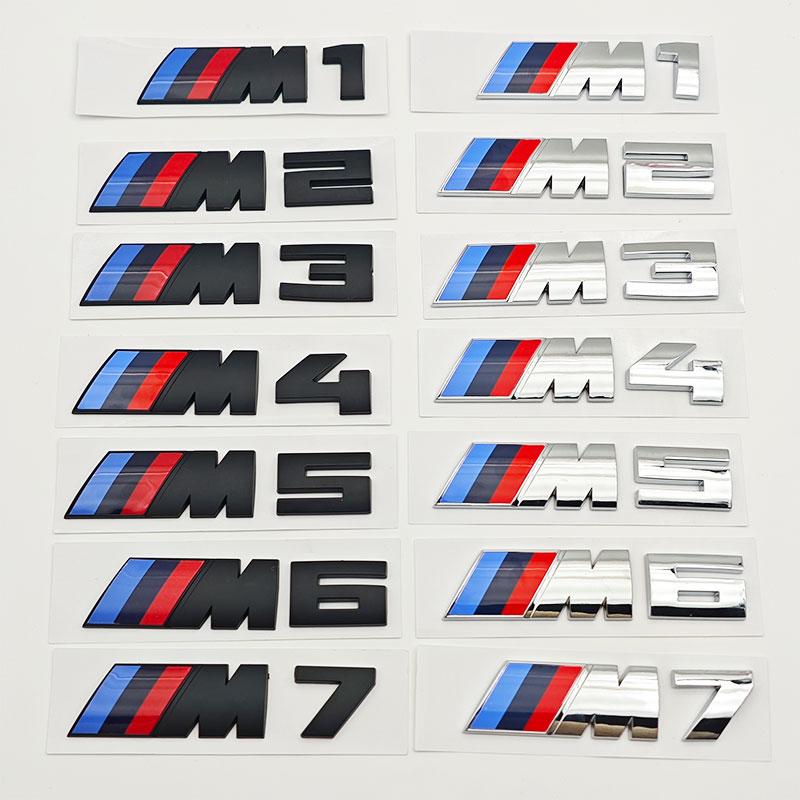 1Pc 3d ABS Chrome Black M Logo Sticker Car Rear Trunk Badge Emblem ...