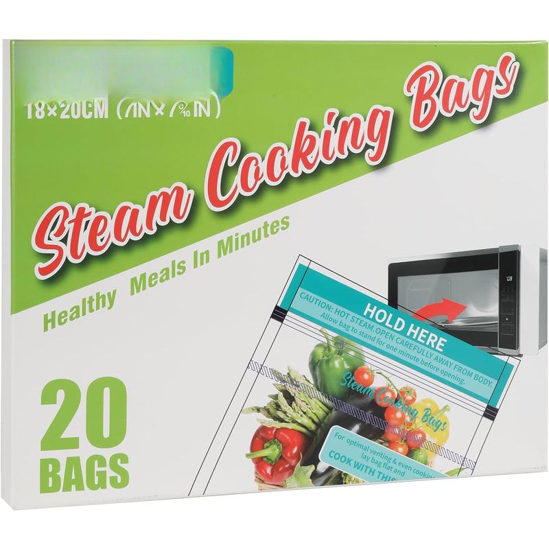 20xSteam Cooking Bags Microwave Steamer Bags for Vegetables,Potatoes ...