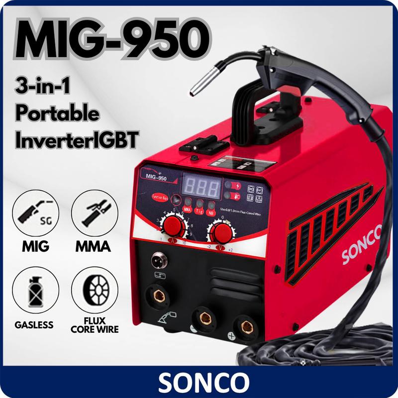 SONCO MIG Welding Machine Gasless MIG/MMA 3IN1 Portable Inverter ...