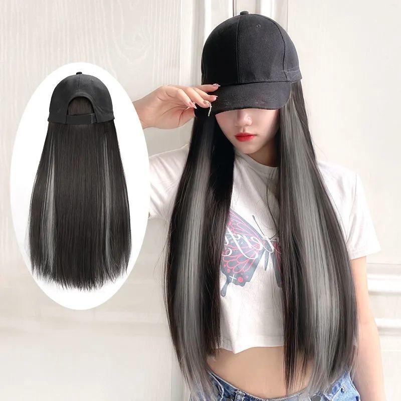 Topi Rambut Palsu Wanita, Rambut Panjang, Sehelai, Fesyen, Topi ...