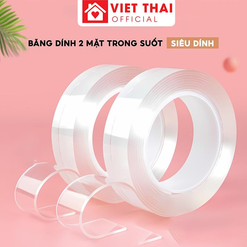 [Băng Dính 2 Mặt Nano Siêu Dính] Trong Suốt 3cm x 5m - Dính Chặt ...