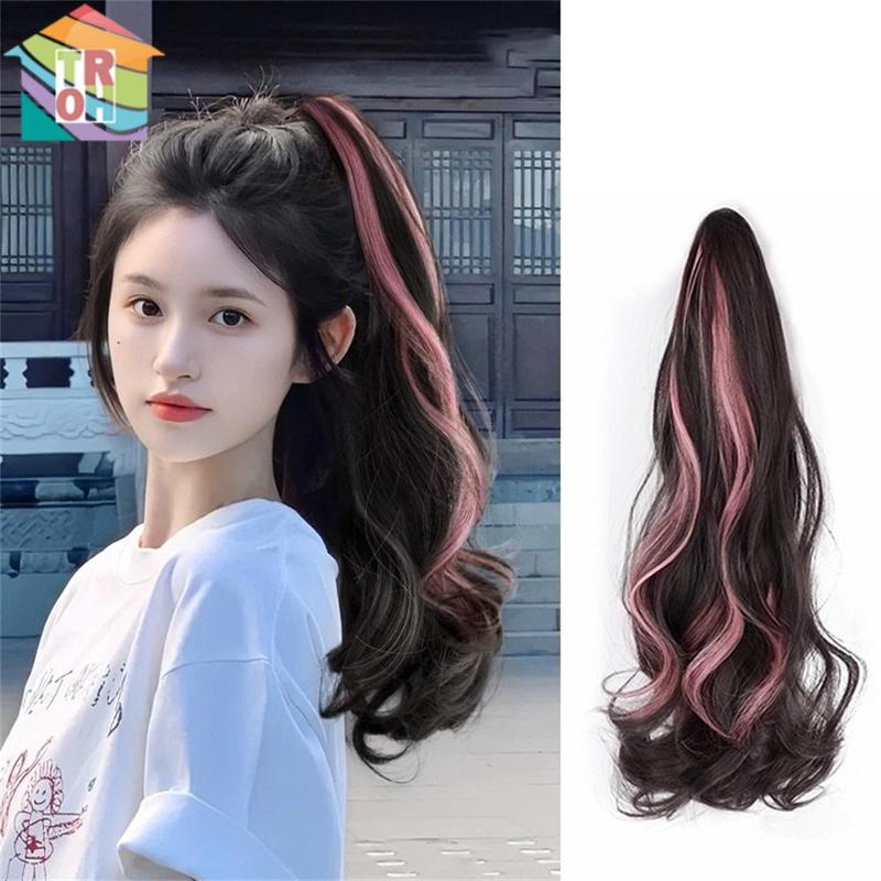 Rambut palsu fesyen untuk wanita, rambut kerinting panjang, klip ...