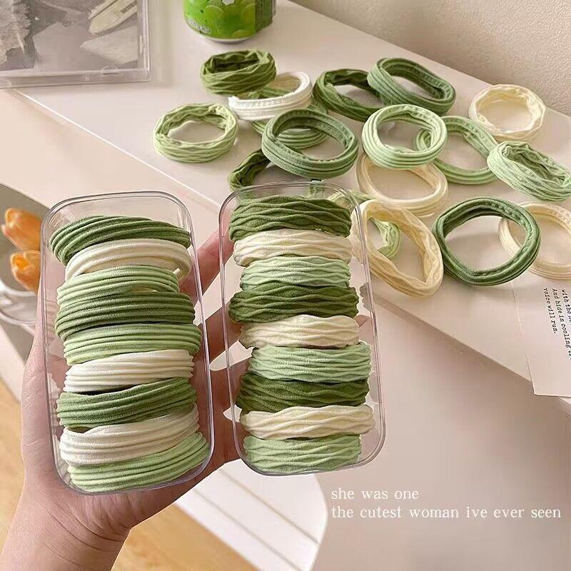 Ikatan Rambut Bernilai Tinggi, Warna Hijau Matcha, Gelang Getah ...