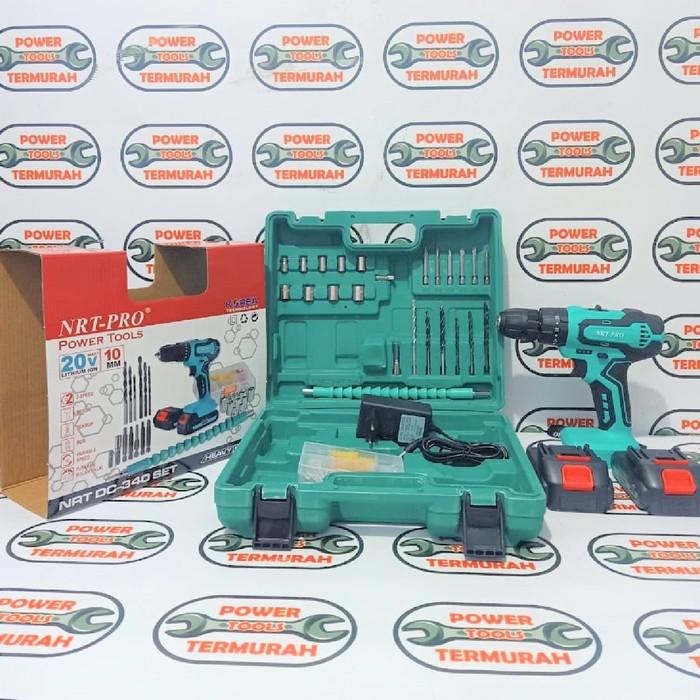 Jual Bor Cordless Set DC-340 NRT PRO Bor Charge 20V DC 340 Bor Baterai ...