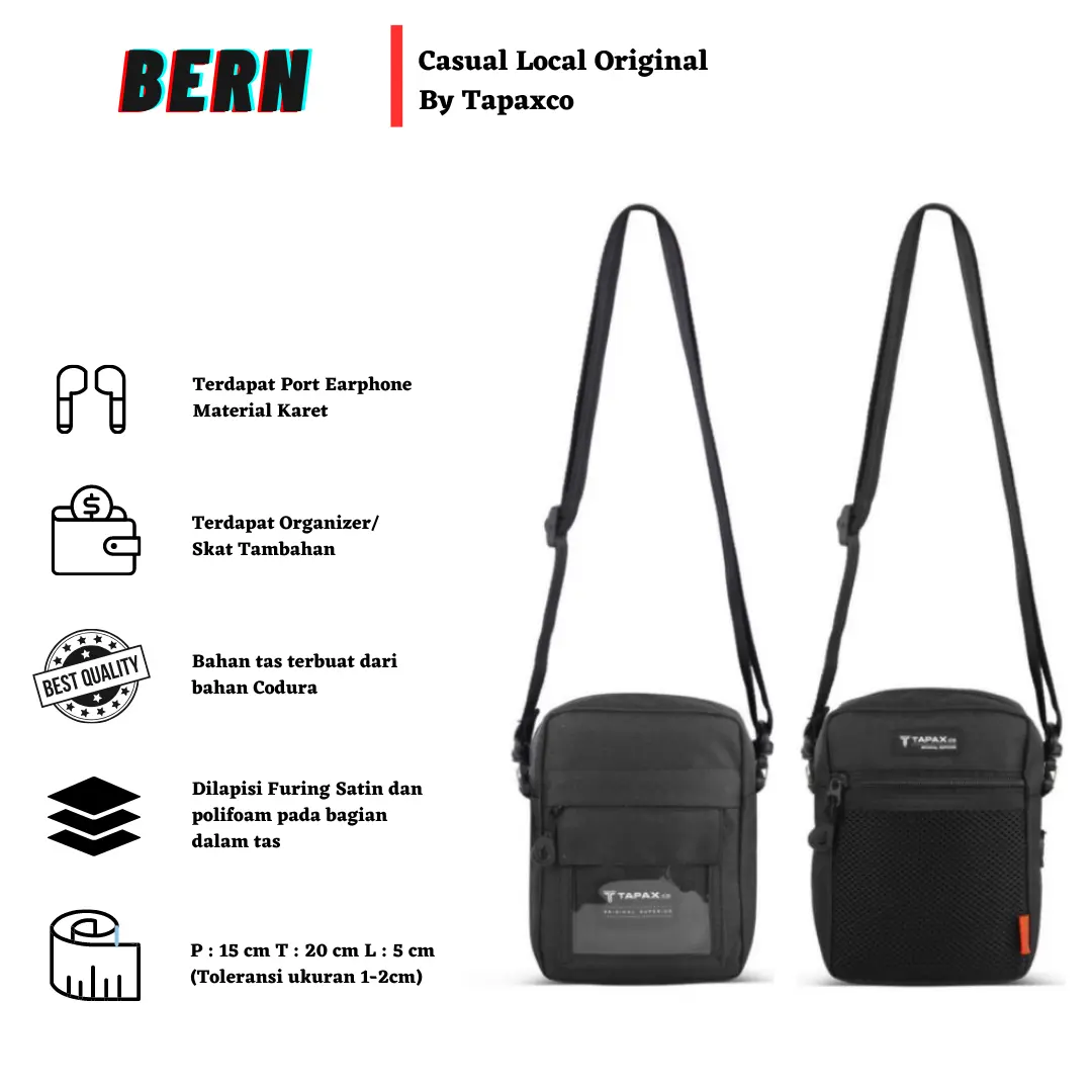 [Beli Lokal] TAPAXCO Tas Selempang Pria Bern Slingbag Casual Local ...
