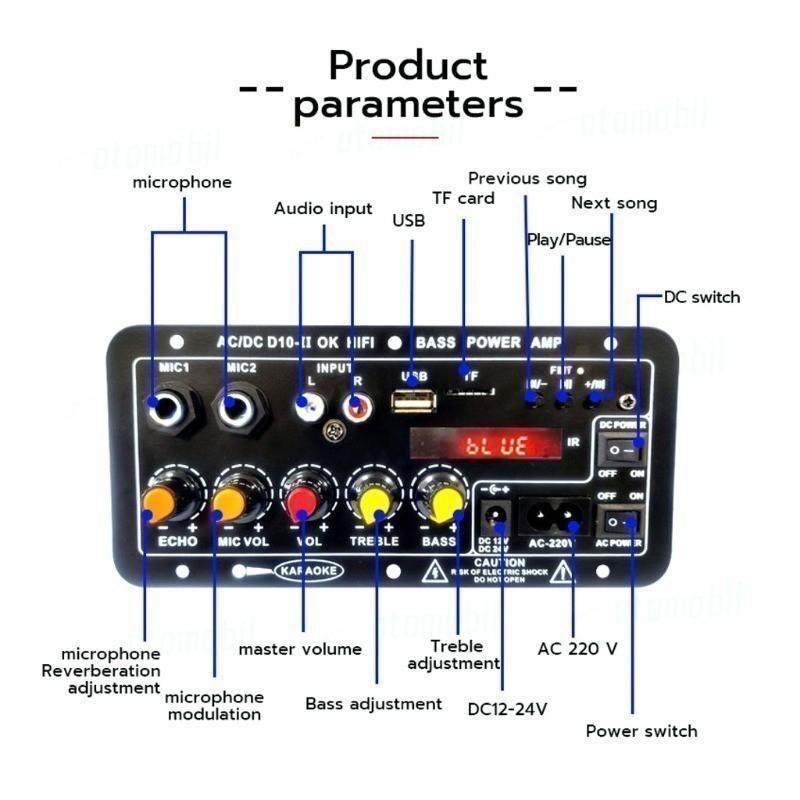 2000W Amplifier Bluetooth Super Bass Modul Power Amplifier Speaker 12V ...