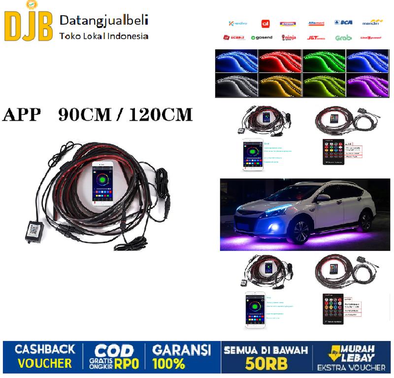 JIAMEN Lampu LED Strip Mobil RGB Underglow Car Body 90/120 c - Shop ...