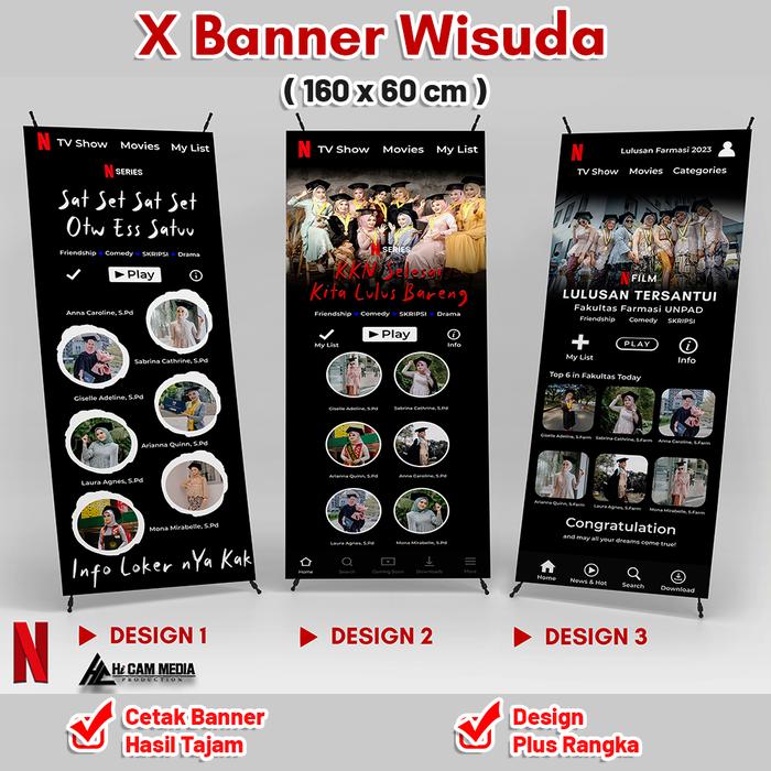 Jual Spanduk X Banner Wisuda Kelulusan, X Banner Wisuda Tema Netflix, X ...