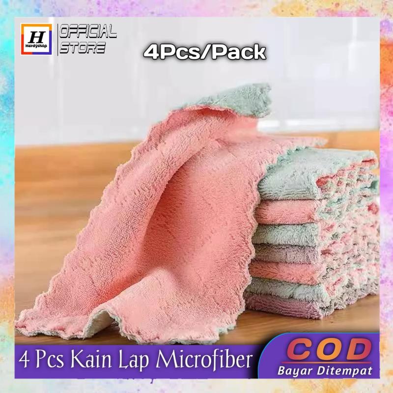 4 Pcs Kain Lap Serap Air Kain Lap Mutifungsi Kain Lap Serbet Cleaning ...