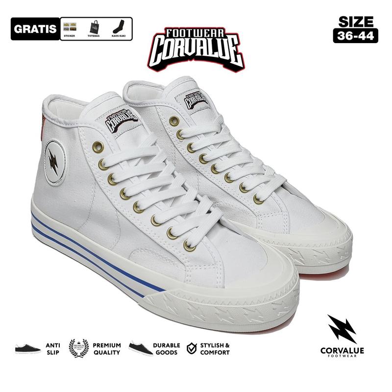 SEPATU CORVALUE - Sepatu Sneakers Kasual Haybusa High Full white ...