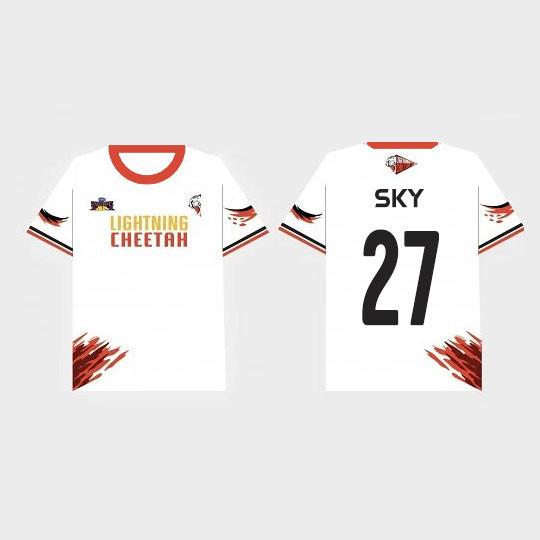 JERSI Helang Bayangan, CHEETAH Kilat, Putih, Leher Krew, Lengan ...