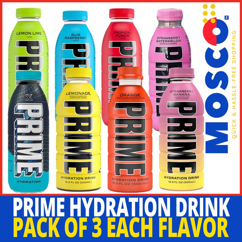 Prime Hydration Drink Pack of 3 Each Flavor Blue Raspberry♦Tropical ...