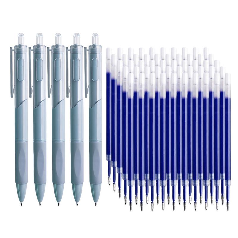 5Pcs Click Gel Pens + 50pcs Quick-Dry Blue ink Refills 0.5m - TikTok ...