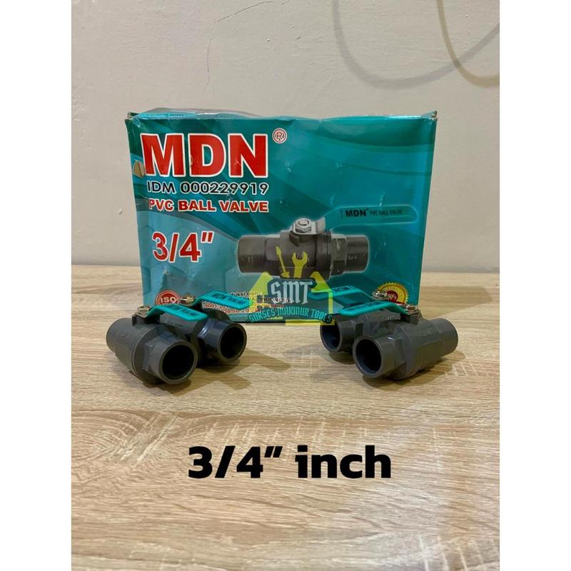 MDN Stop Kran 3/4 1/2 1 Inch Ball Valve PVC Tangkai Besi Stainless ...