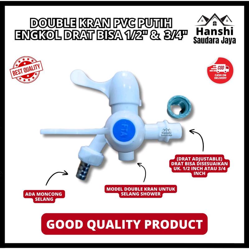 Kran Cabang Engkol PVC Shower FTA Keran Air Double Plastik Hand Kamar ...