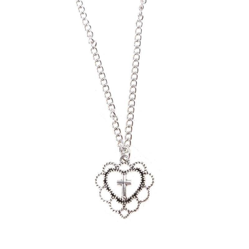 Kalung Loket Salib, Reka Bentuk Hati Berongga, Barang Kemas Gothic ...