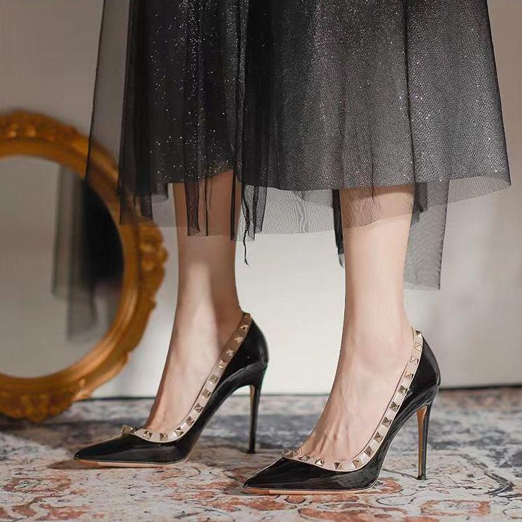 Rivet High Heels Sexy Pointed Fashion Versatile Sing Stylish - TikTok ...