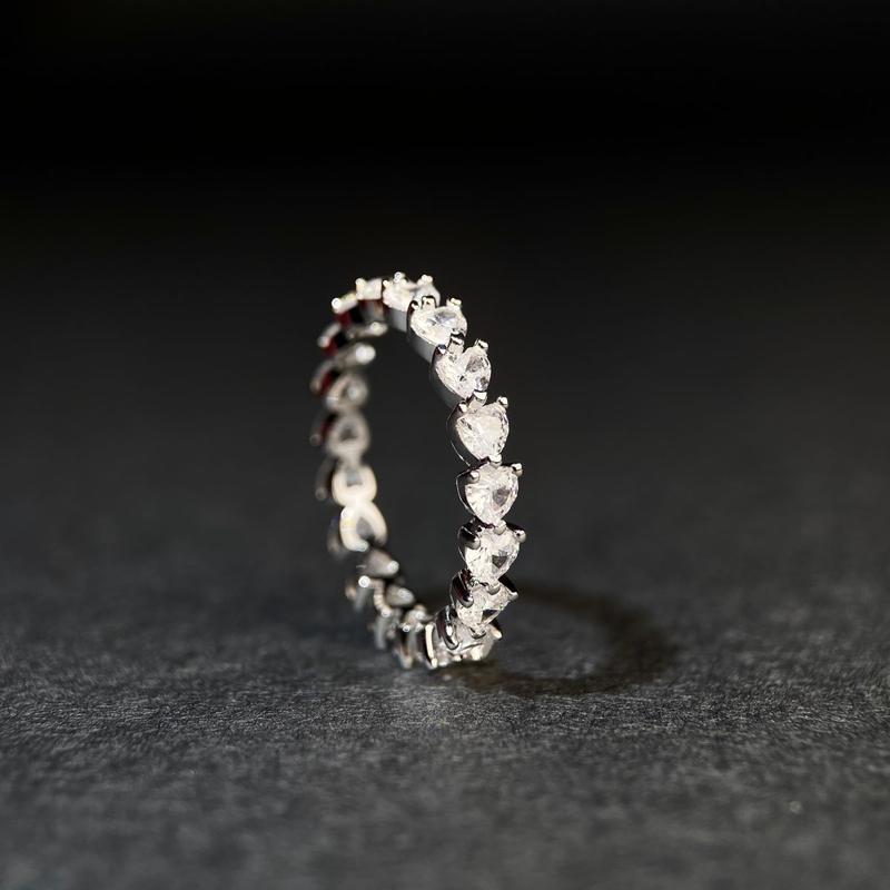 【T53】925 Sterling Silver Heart Shape Eternity Ring - TikTok Shop Singapore