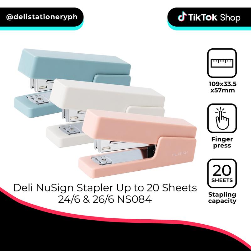 Deli NS084 Nusign Stapler Up to 20 Sheets 24/6 & 26/6 - TikTok Shop ...