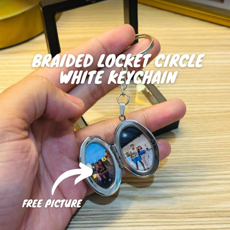 Braided Locket White Circle Keychain with Box wallet - TikTok Shop ...