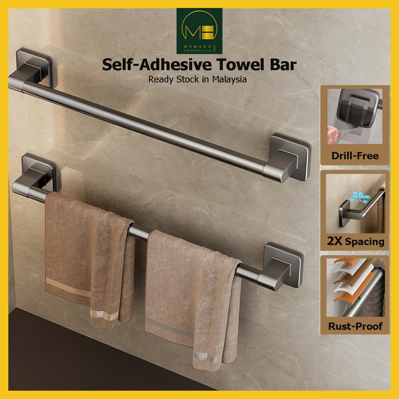 Towel Bar Aluminum Bathroom Towel Hanger Sticker Self-Adhesive - TikTok ...