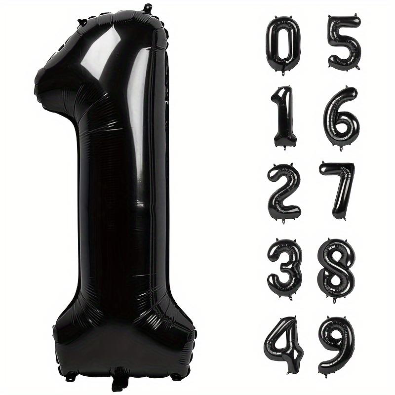 One Piece, 32-Inch 0-9 Black Number Aluminum Foil Balloon for Birthday ...