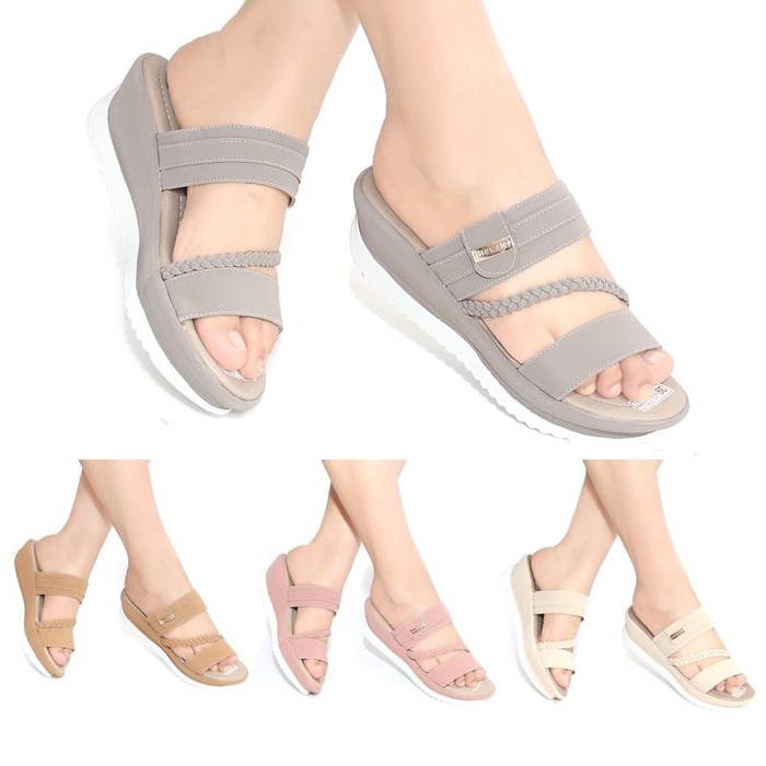 Promo WEDGES WANITA SANDAL CEWEK SLOP TINGGI 5cm TERBARU KEKINIAN ...
