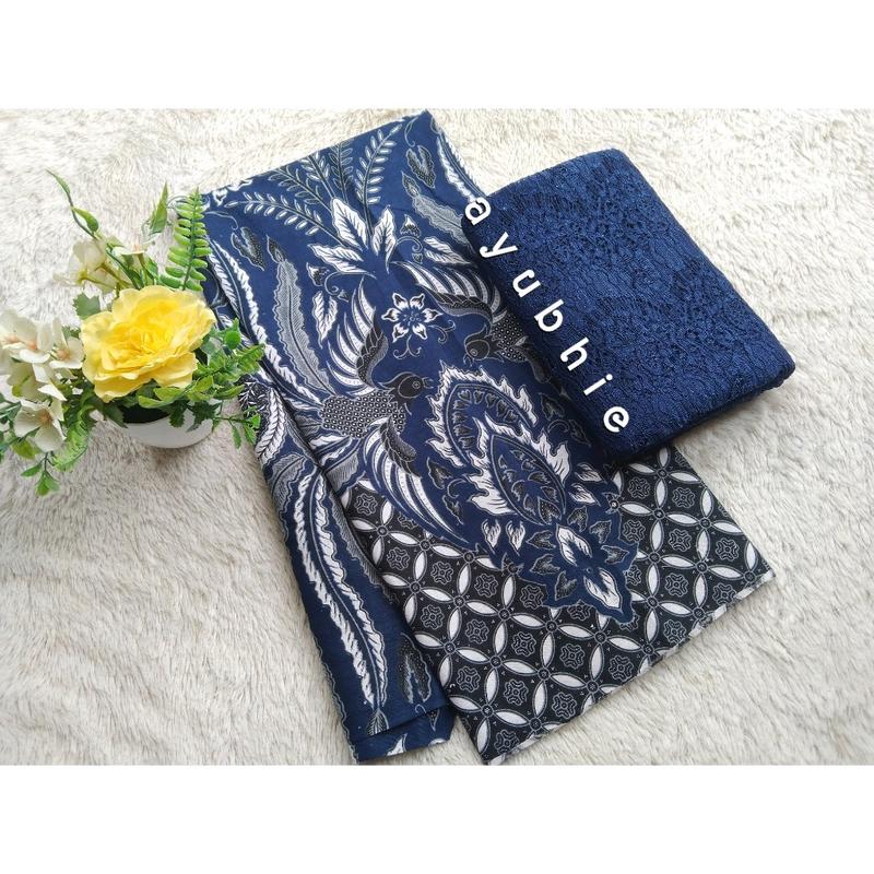 Kain Batik set brokat navy seragaman Kemeja Kebaya - Shop | Tokopedia