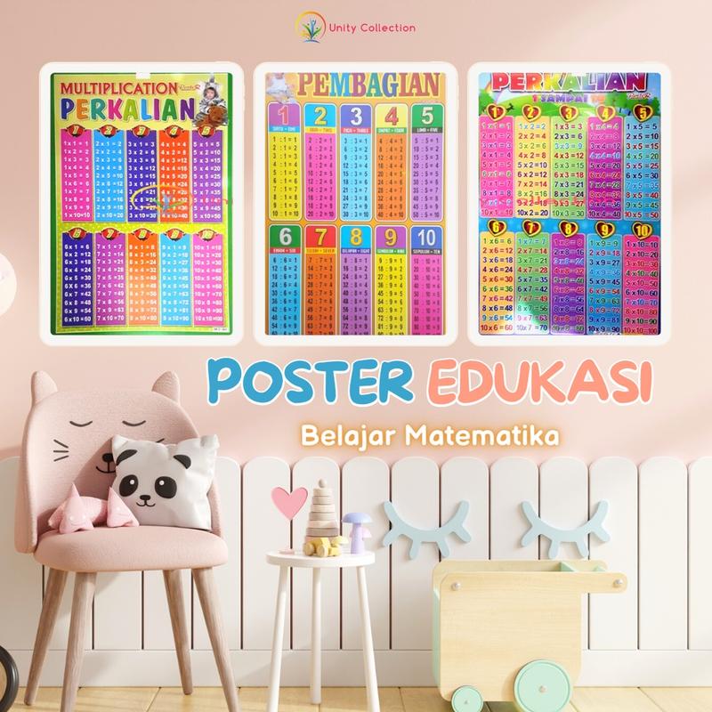 Poster Edukasi Anak Belajar Matematika Pertambahan, Pengurangan, - Shop ...