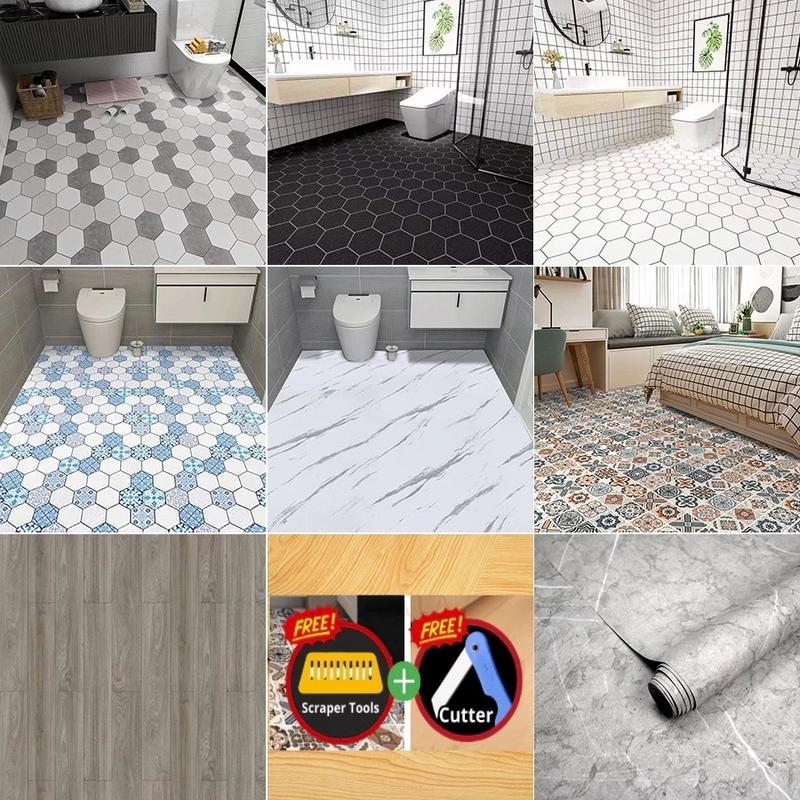 Bathroom Floor Sticker Wallpaper Bilik Air Lantai Pelekat Lantai ...