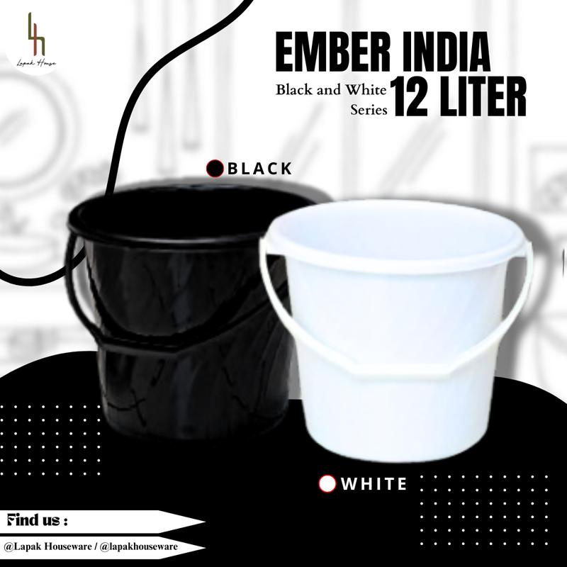 MPW Ember India Hitam Putih 12 Liter / Ember Plastik Tebal 12 Liter ...