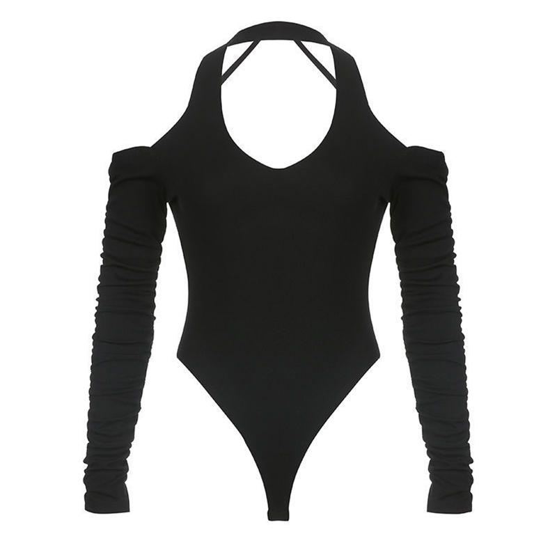 Women's T Shirt BodysuitFit Low Cut Long Sleeve Backless Solid - TikTok ...