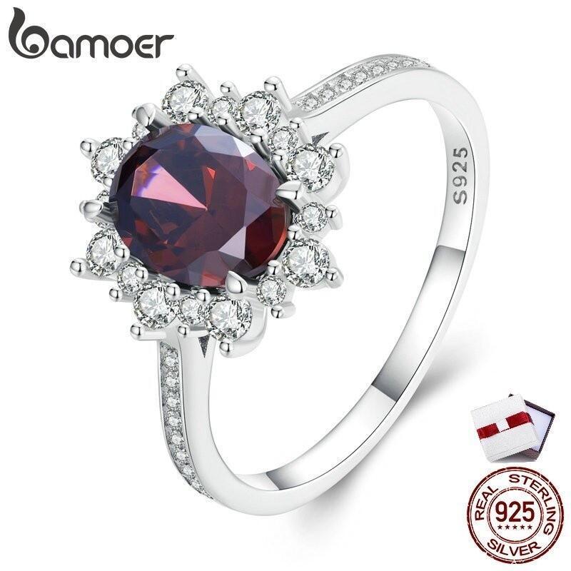 Cincin Perkahwinan, Bamoer, Zirkon Merah Sier, Barang Kemas Fesyen ...