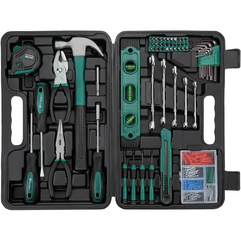 Tool Set General Household Hand Tool Kit with Plastic Toolbox Storage ...