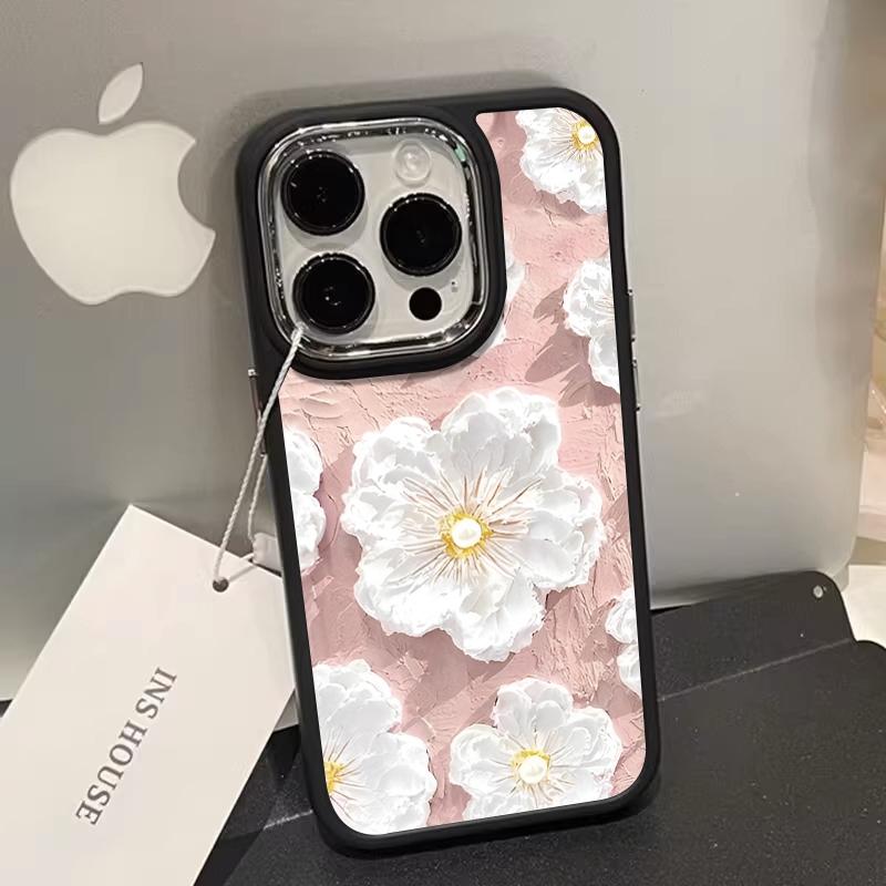 Pink flowers Metal frame casing for iphone 13 14 15 12 11 16 - TikTok ...