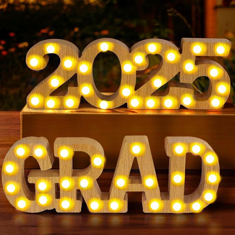 Wood Graduation Decorations "Grad 2025", Grad Light Up Letters, Static ...