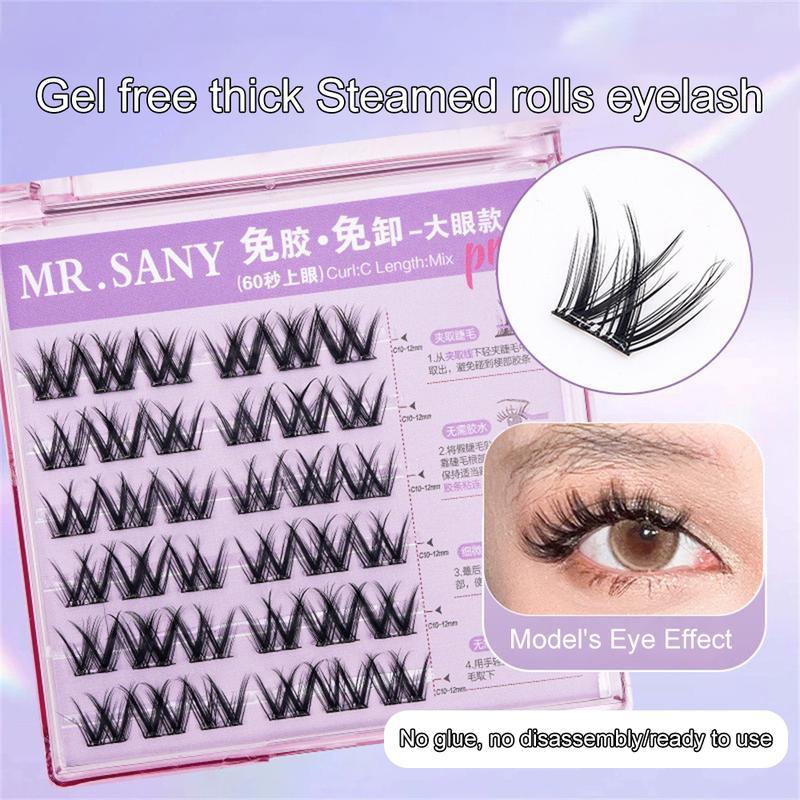 Natural Self-Adhesive False Eyelashes Glue-Free Reusable Lashes ...