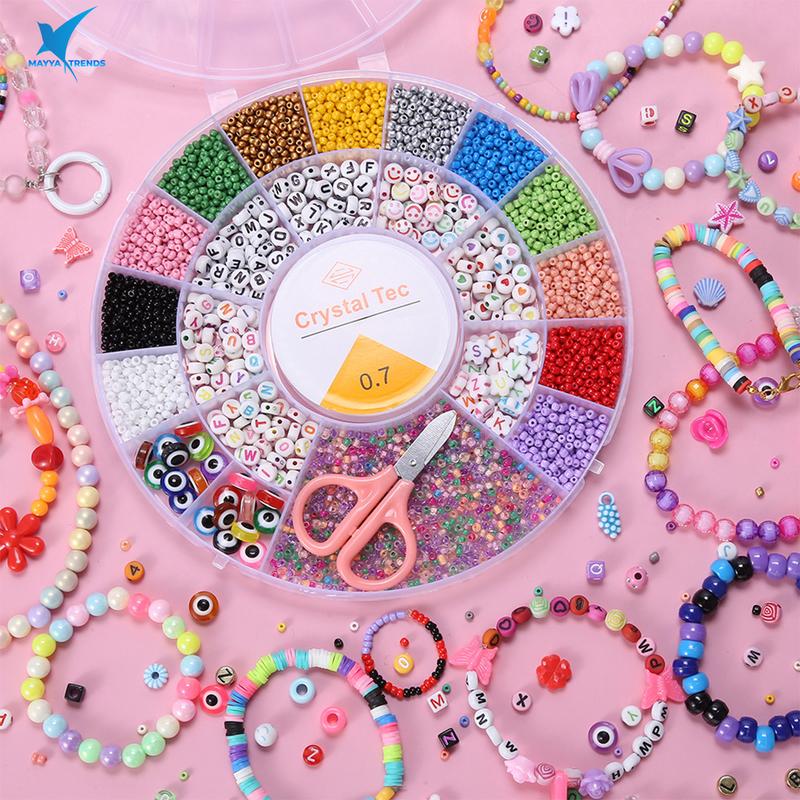 Kit Manik, 5000Pcs, Manik Biji Kaca DIY, Manik Huruf Abjad, Manik ...