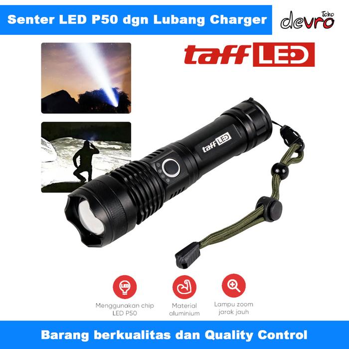 Jual Senter LED Long Range Zoom USB Rechargeable P50 - TaffLED TG-S191 ...