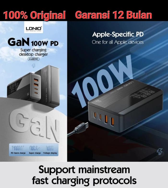 Promo Charger LDNIO A4809C Super Fast Charging 4 Port 100W Desktop ...