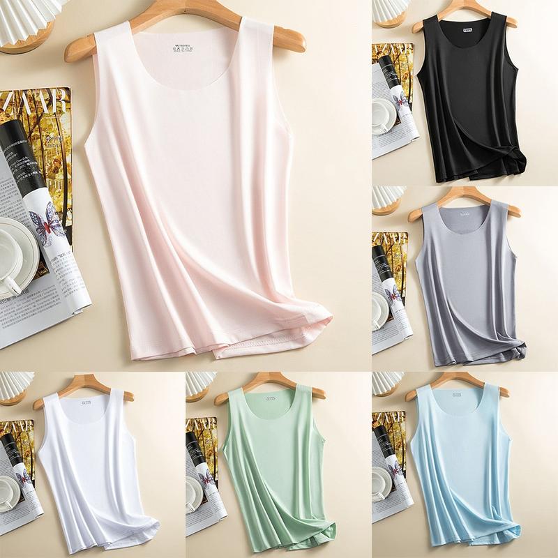 Women Ice Silk Traceless Sleeveless Tank Tops Singlet Quick Dry ...