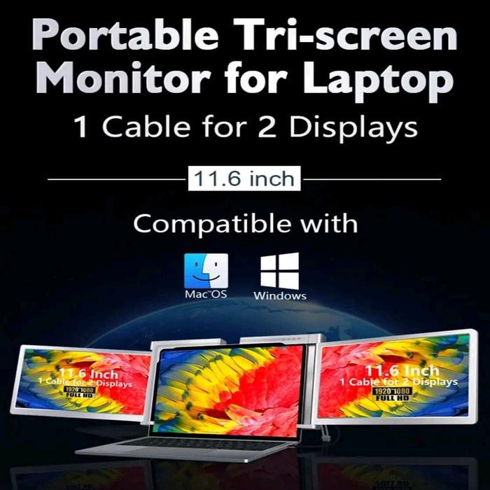 Jual Portable Triple Screen Monitor 11.6 inch untuk Laptop (1 cable ...