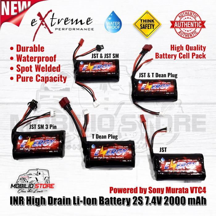 Jual Baterai INR Li Ion 7.4 Volt 2000 mAh High Drain RC Mini Battery ...