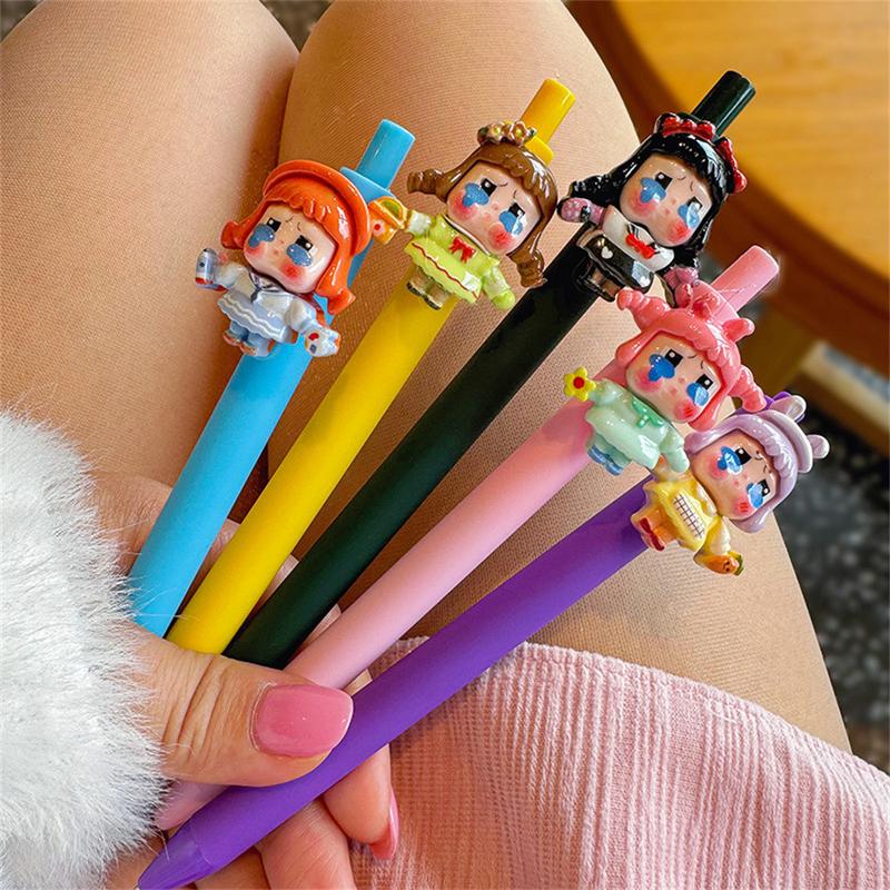 15cm Cute Little Crying Girl Doll Pressing Neutral Pen Student Cartoon ...