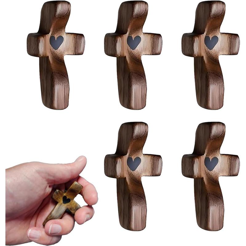 Wooden Cross Fidget - Cross My Heart, Walnut Pocket Crosses for ...