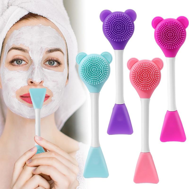 1PC Bear Silicone Double Headed Mask Brush Deep Cleansing Facial ...