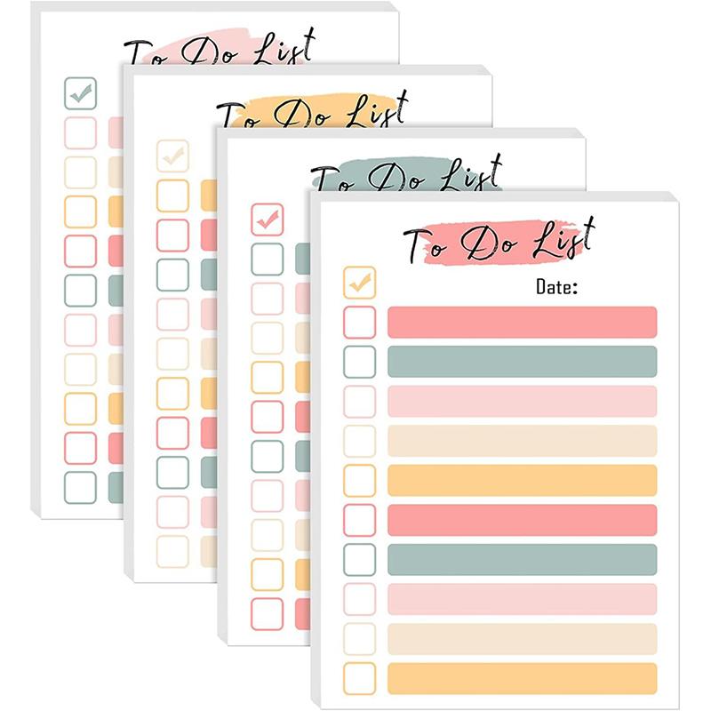 4-Pack Sticky To-Do List Pads Rainbow Self-Adhesive Tearable - TikTok ...