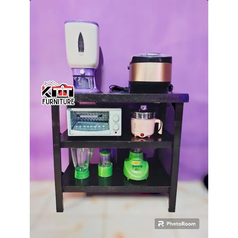 Meja Dapur Rice cooker Rak Susun Kayu Serbaguna Meja Galon dan Megicom ...