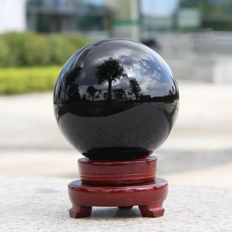 Home Decor Natural Black Obsidian Sphere Large Exquisite Sphere ...